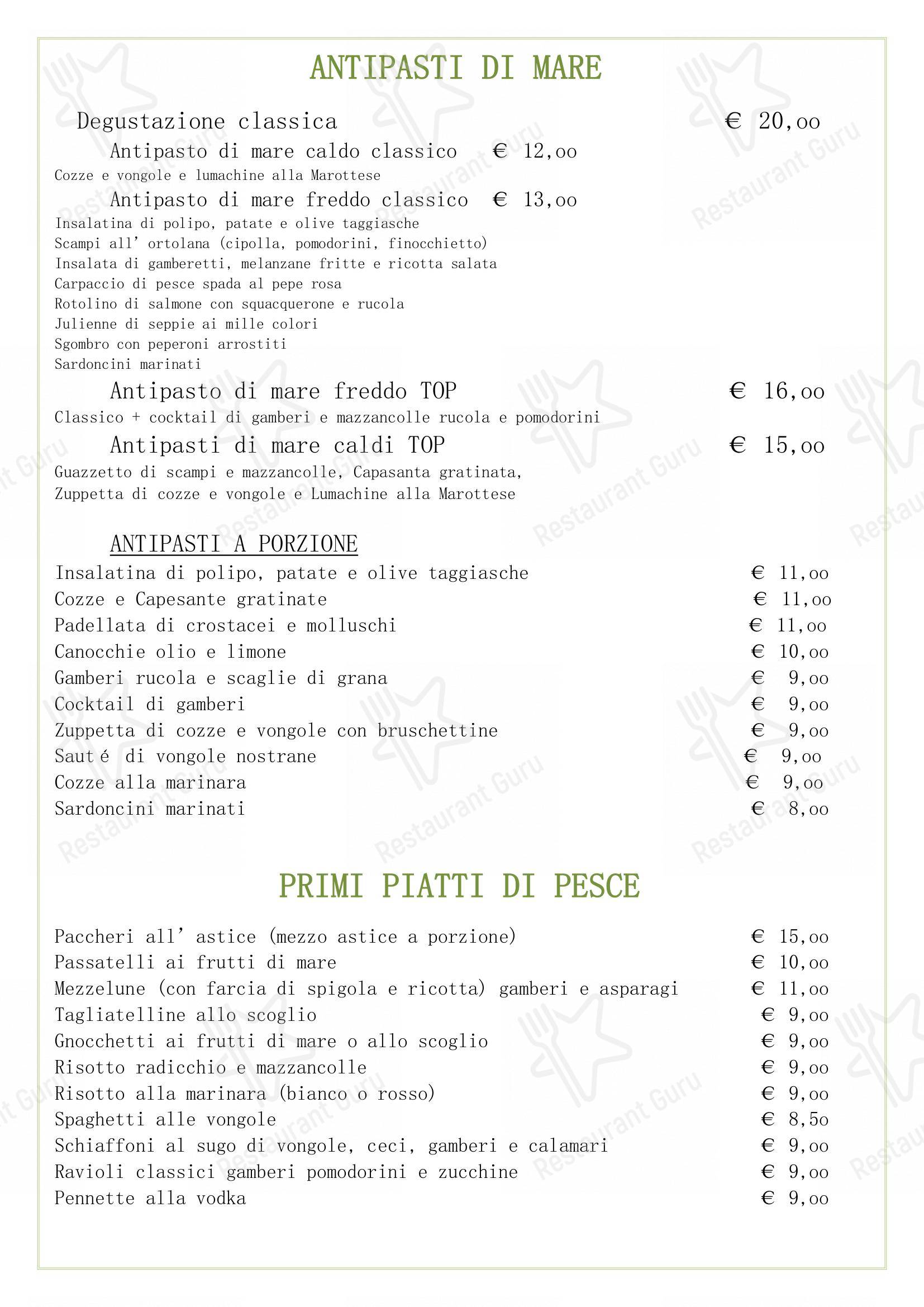 Menu da Ristorante Hotel "Il Punto", Marotta