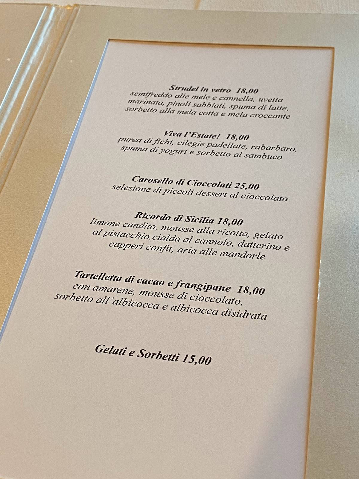 Menu at Ristorante Tivoli Cortina, Cortina d'Ampezzo