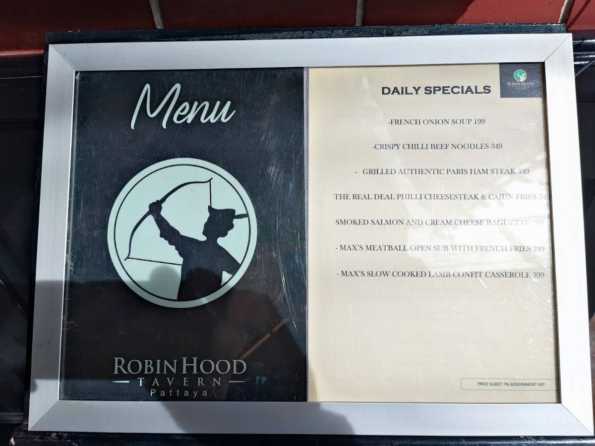 Menu at Robin Hood Tavern steakhouse, Pattaya City, The Avenue Shopping ...
