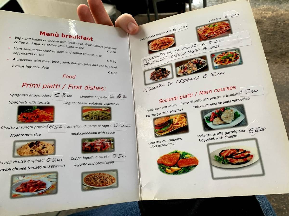 Menu at Calor Cafe, Rome