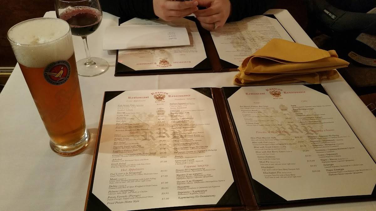 Menu at Russian Renaissance Restaurant, San Francisco