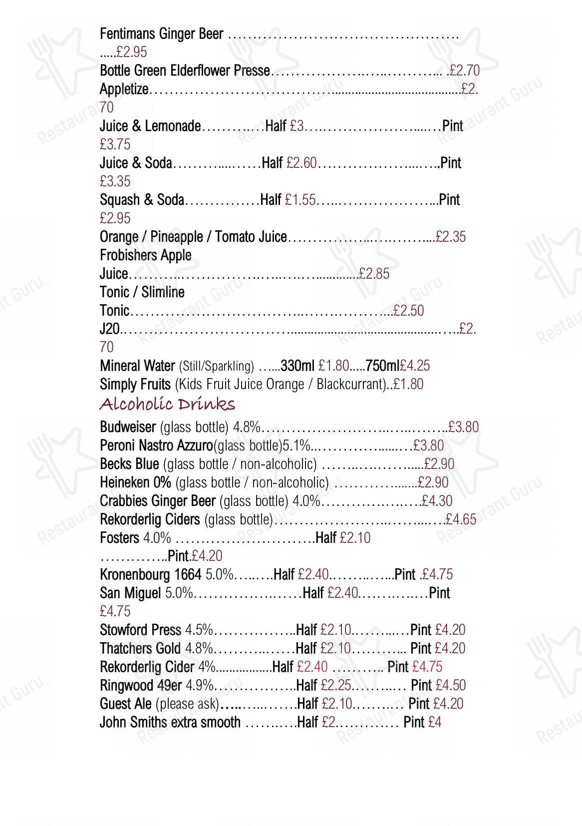 Menu at The White Hart Inn pub & bar, Ryde
