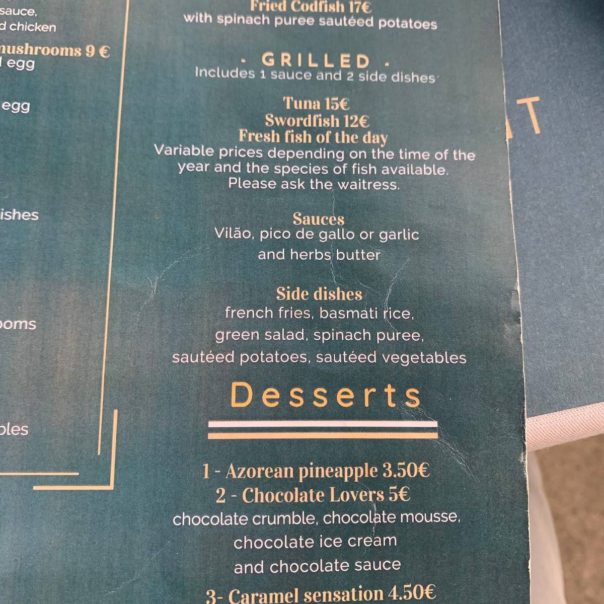 Menu em STAGE Restaurant, Ponta Delgada