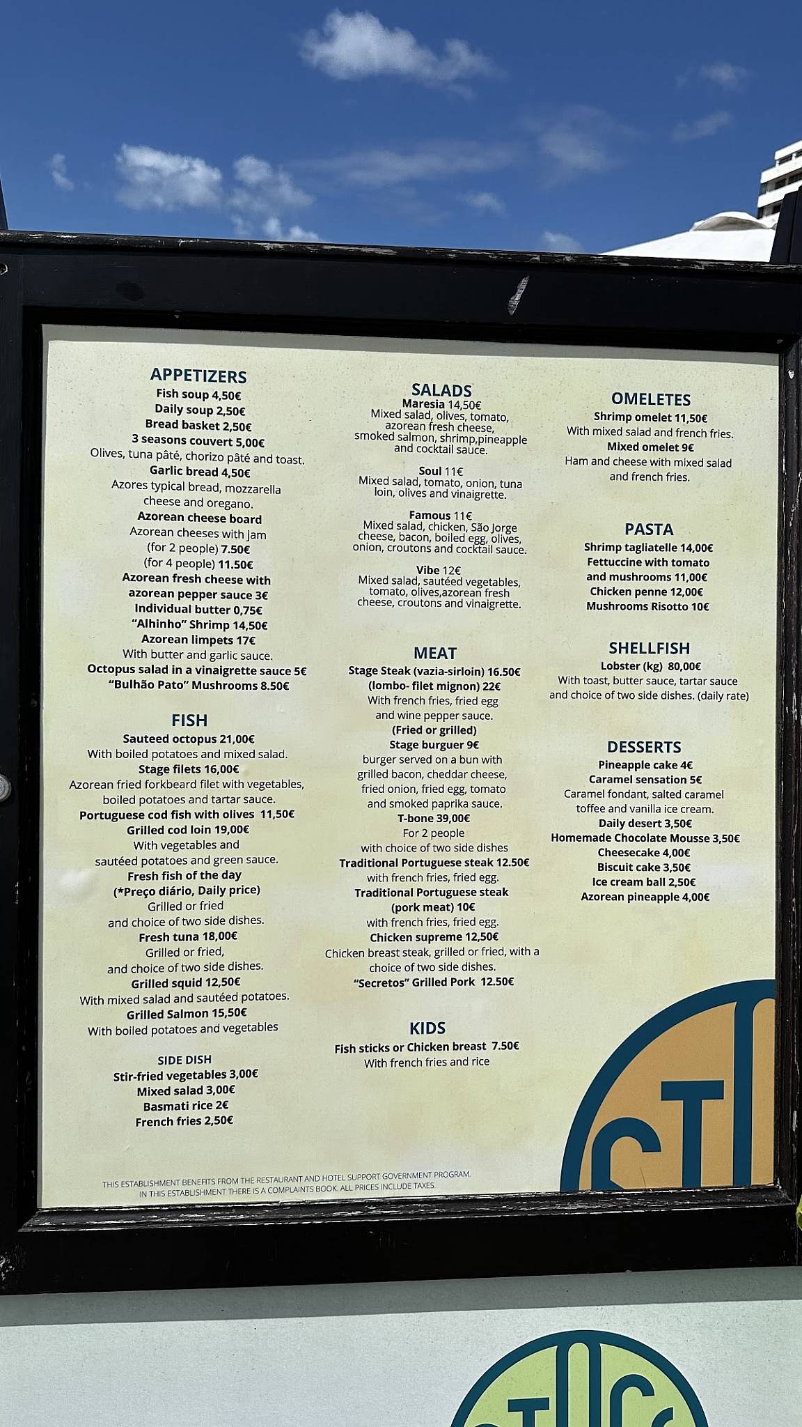 Menu em STAGE Restaurant, Ponta Delgada