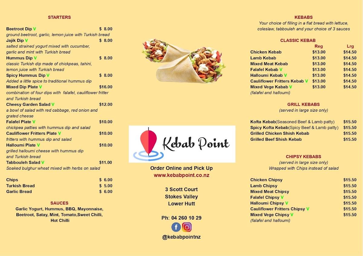 Menu at STOKES VALLEY KEBAB POINT restaurant, Lower Hutt