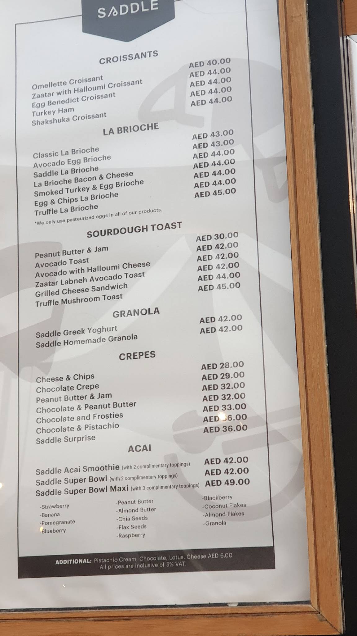 Menu at Saddle Cafe - Al Wasl, Dubai, Al Wasl Rd