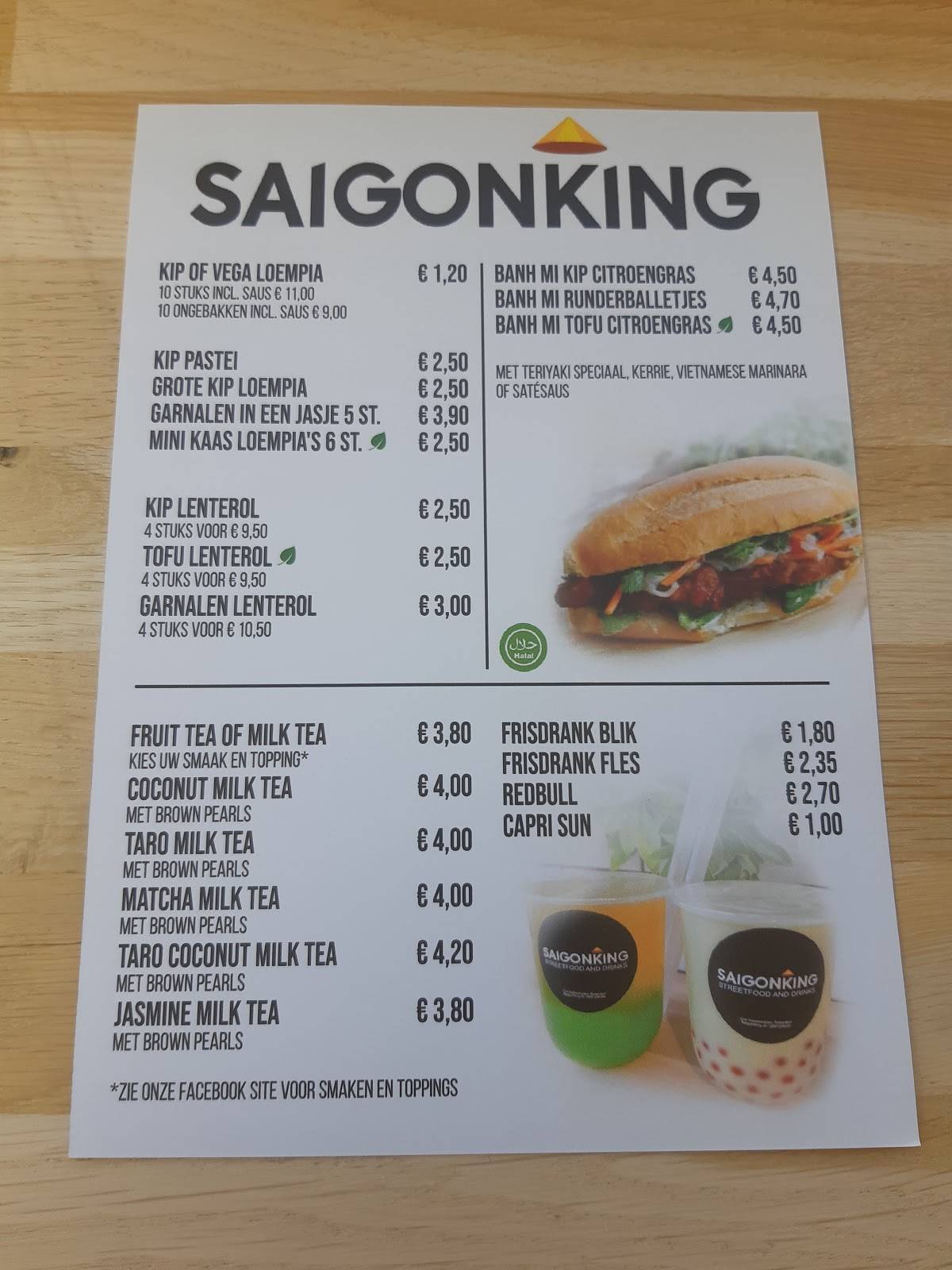 Speisekarte von Saigon King, Rotterdam