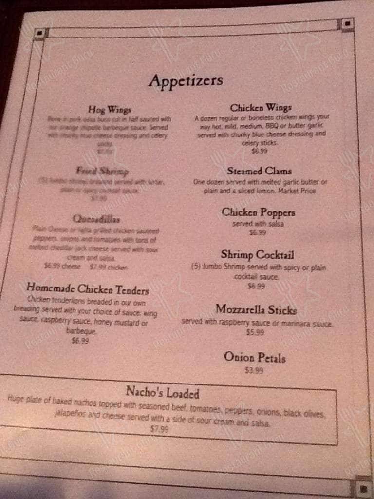 Menu at Samson's Bar & Restaurant, Schodack Center