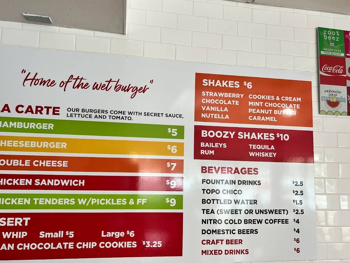 Menu at Mr Juicy restaurant, San Antonio