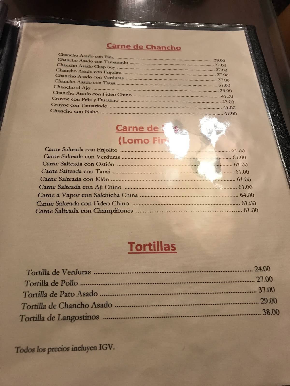 Carta del restaurante Chifa Mi Amigo, San Isidro