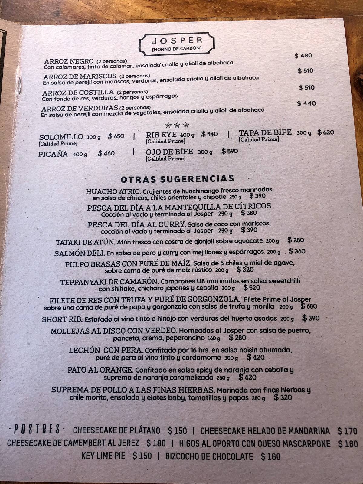 Menu at Atrio Restaurant, San Miguel de Allende