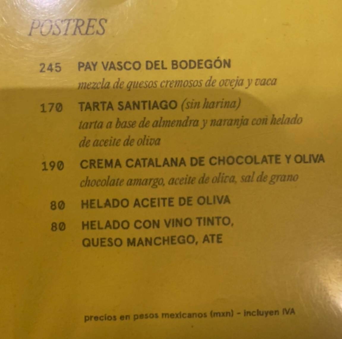 Menu at Bodegon de Rosas restaurant, San Pedro Garza García