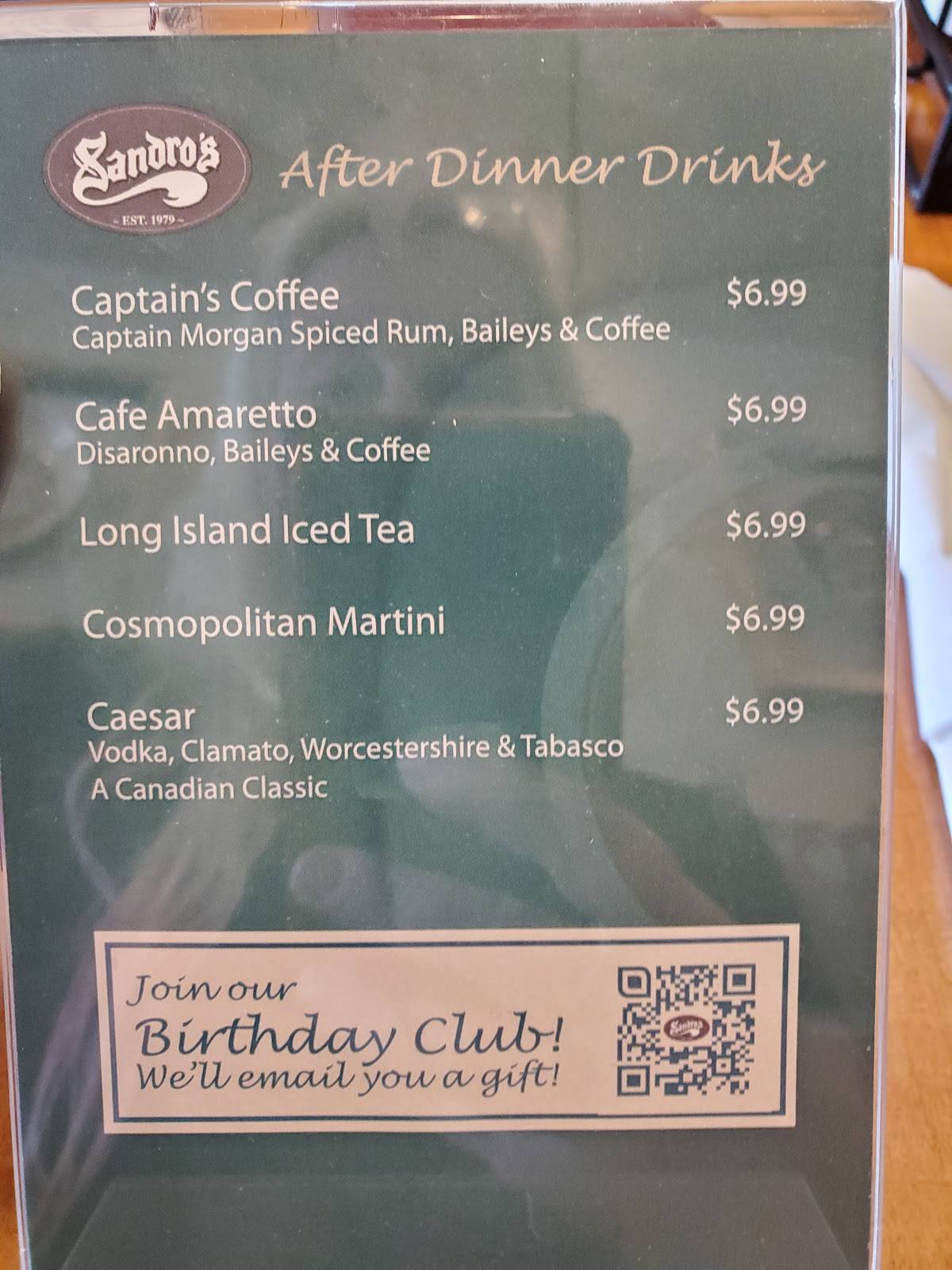Menu at Sandro's Family Restaurant, Sault Ste. Marie