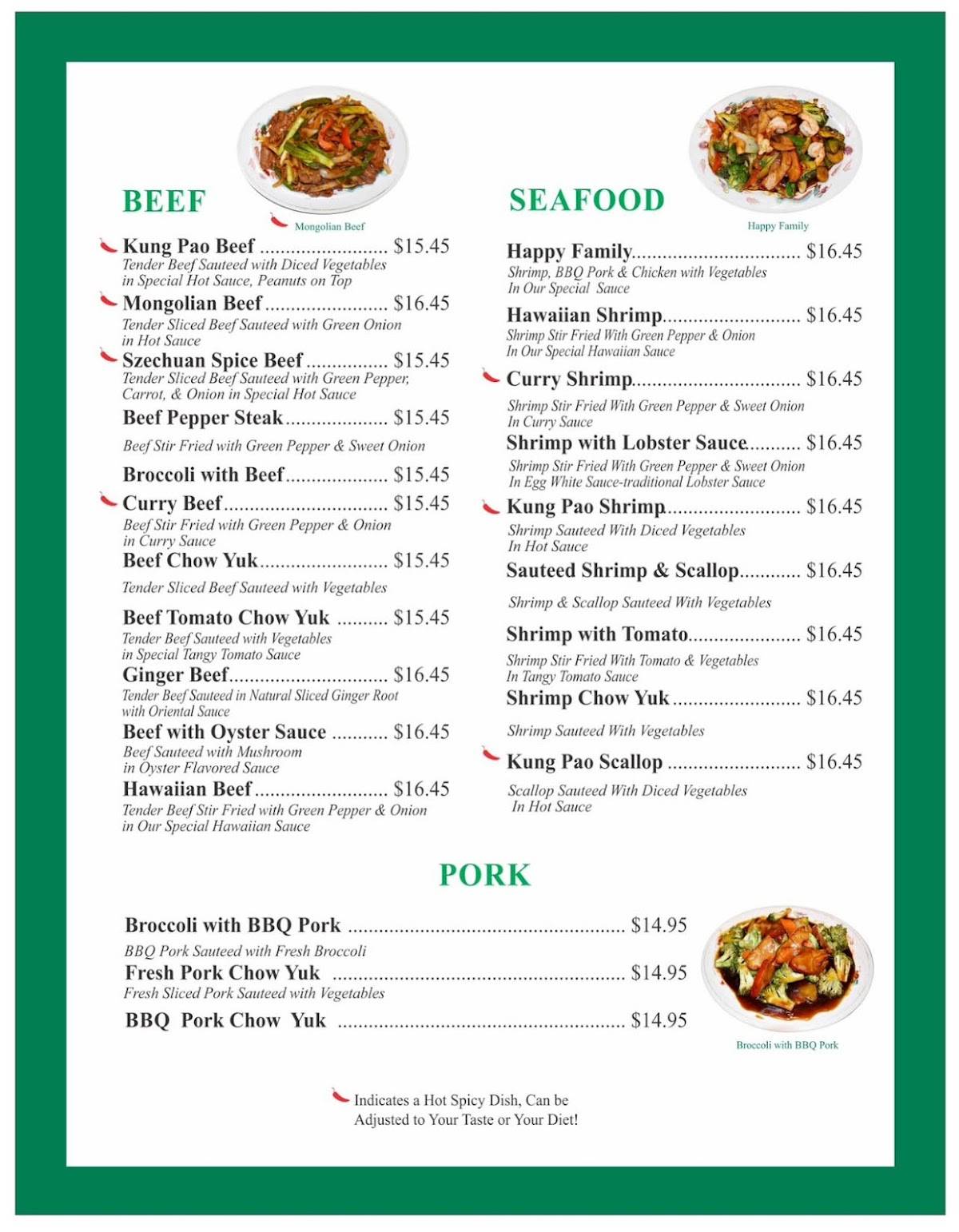 Menu at Double Dragon restaurant, Sandy