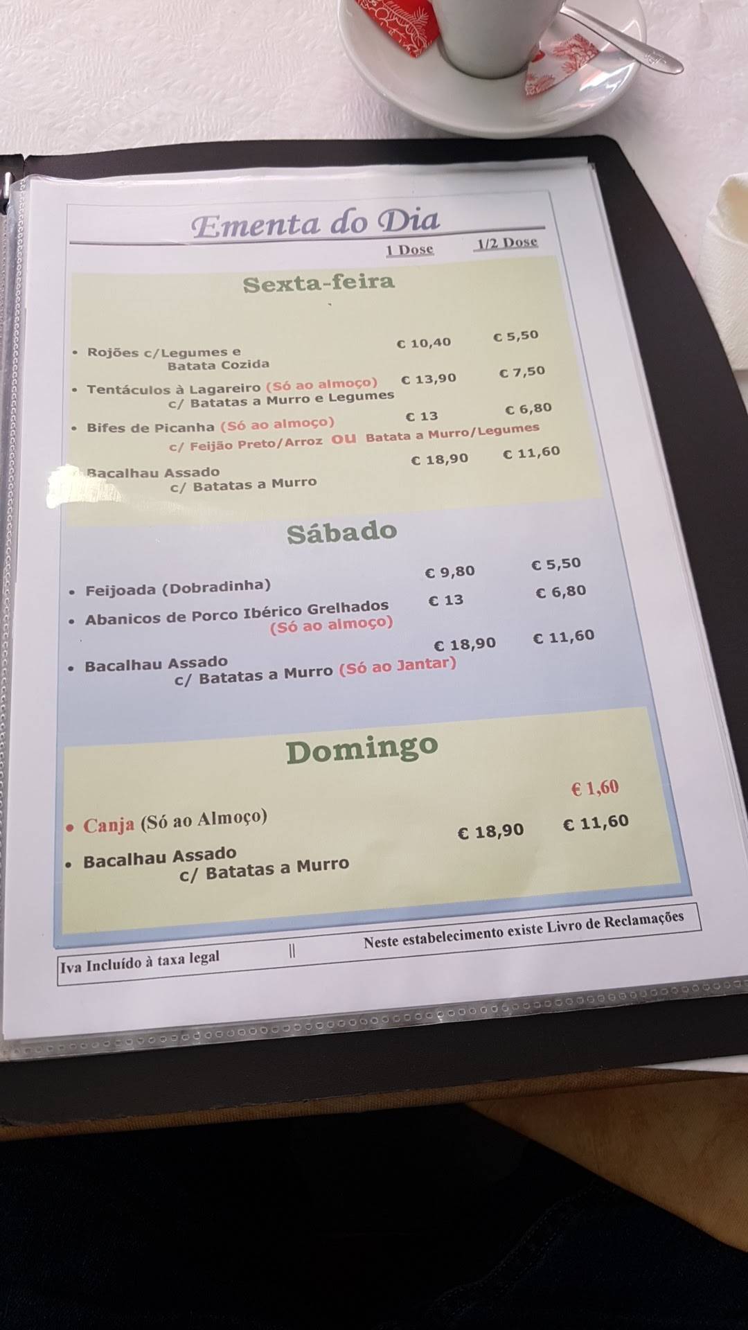 Menu em Rotunda Luminosa restaurante, São João da Madeira