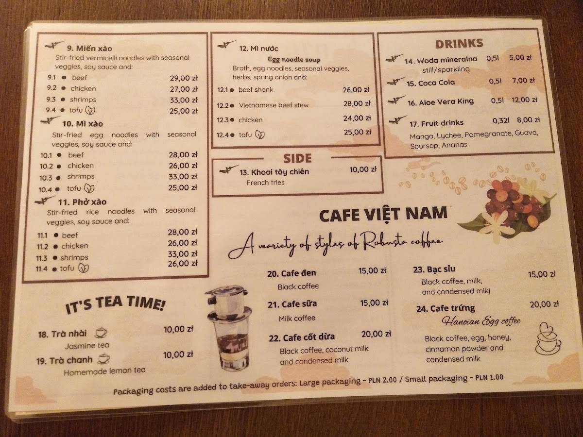 Menu at Restauracja Sao Viet restaurant, Kraków