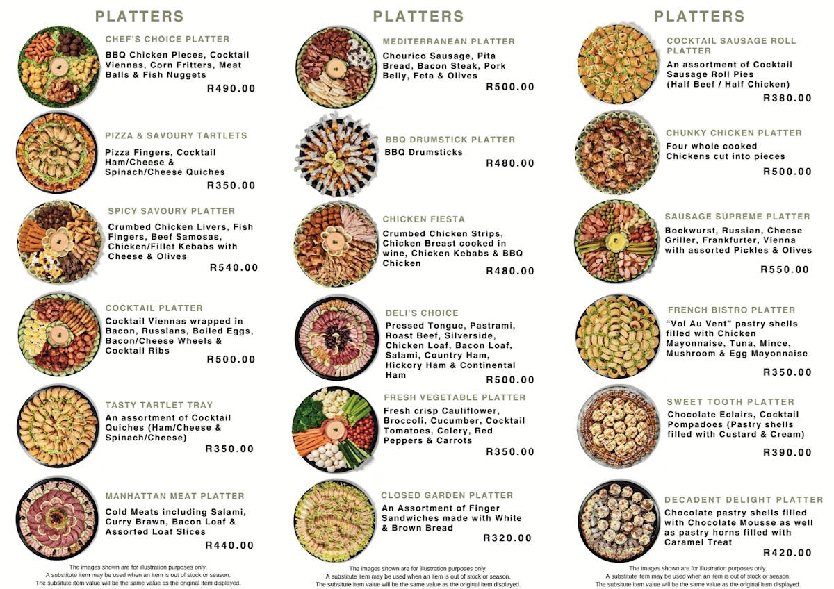 Menu at Satellite Food Emporium & Bakery, Boksburg