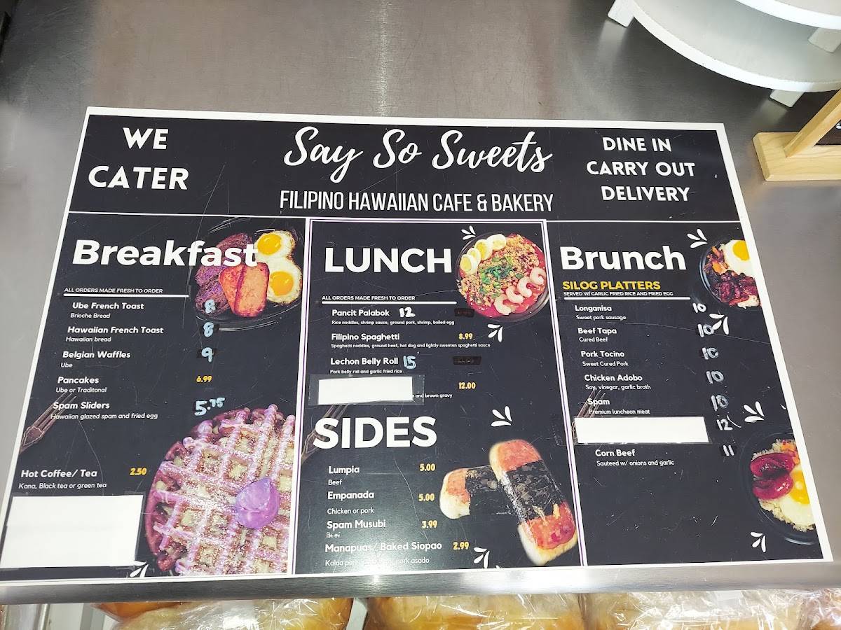 Menu at SaySoSweets Filipino and Hawaiian Cafe and Bakery, Jacksonville