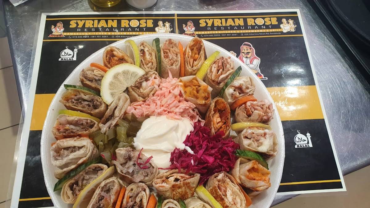 Menu at Schwarma Syrian Rose restaurant, Johannesburg
