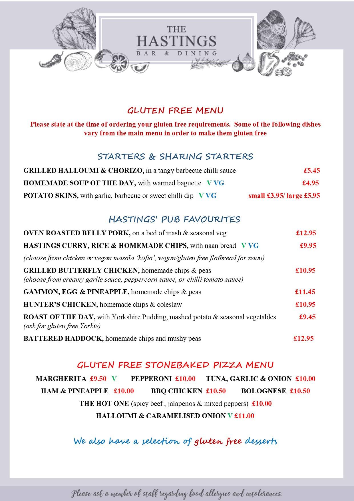 Menu at The Hastings Arms pub & bar, Seaton Delaval