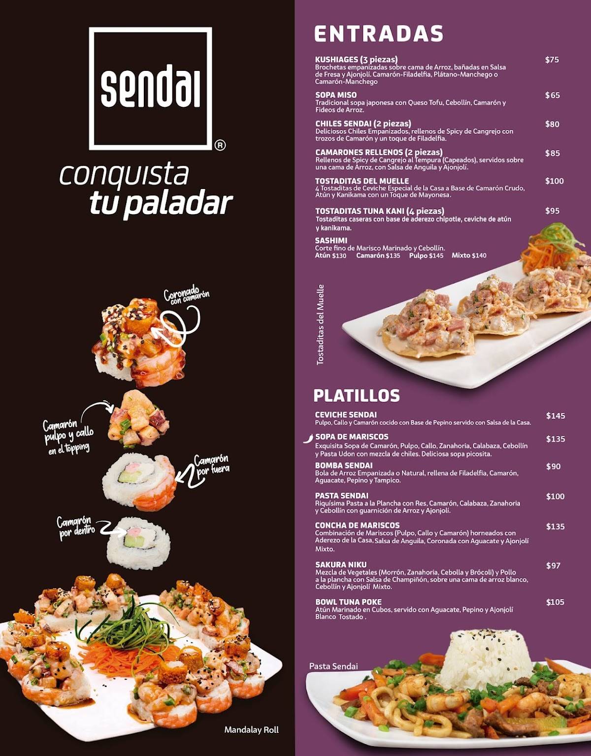 Carta del restaurante Sendai Sushi Suc. Mezquital, Durango