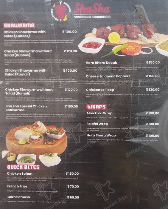 Menu at ShaSha Shandaar Shawarma, Hyderabad, 18