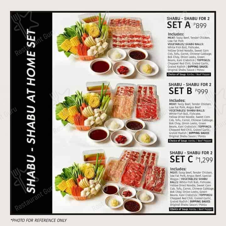 Menu at Shaburi and Kintan Buffet restaurant, Makati