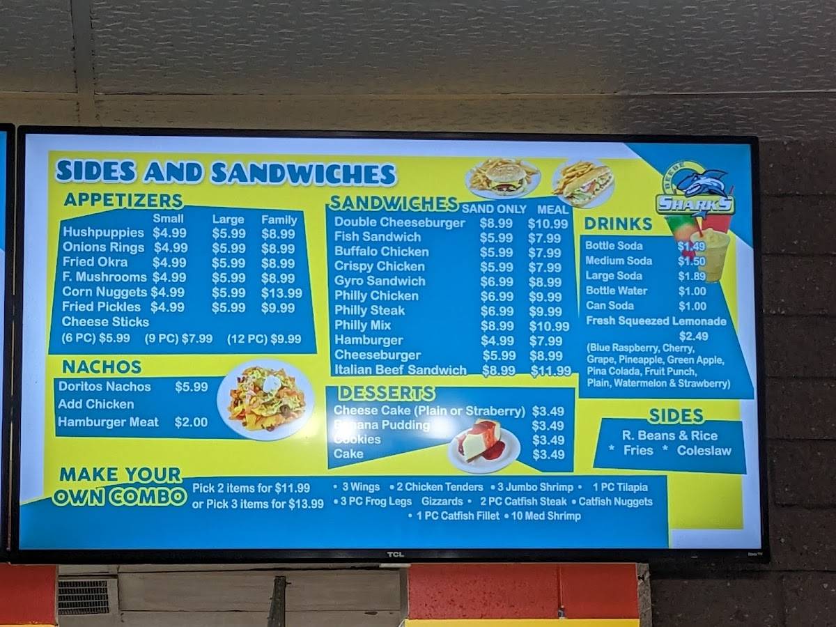 Menu at Sharks Fish & Chicken restaurant, Beebe