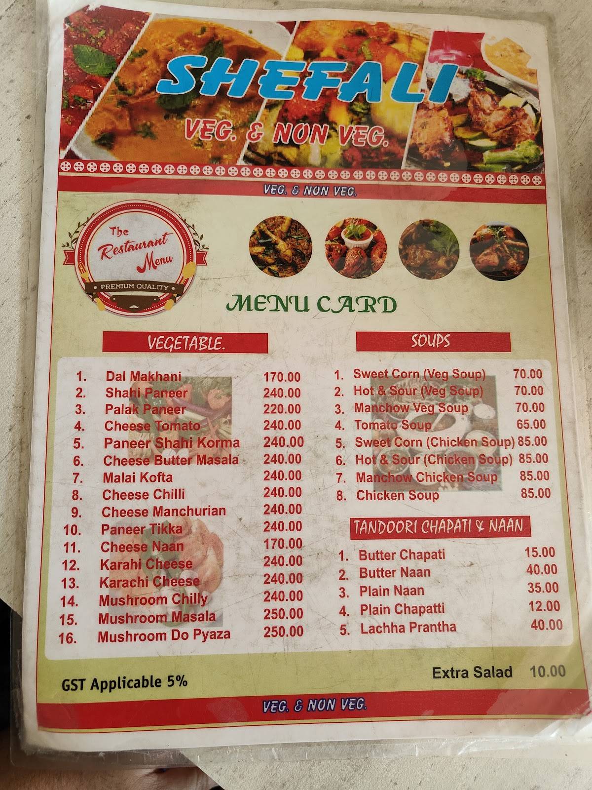 Menu at Shefali Veg & Non Veg, Karnal