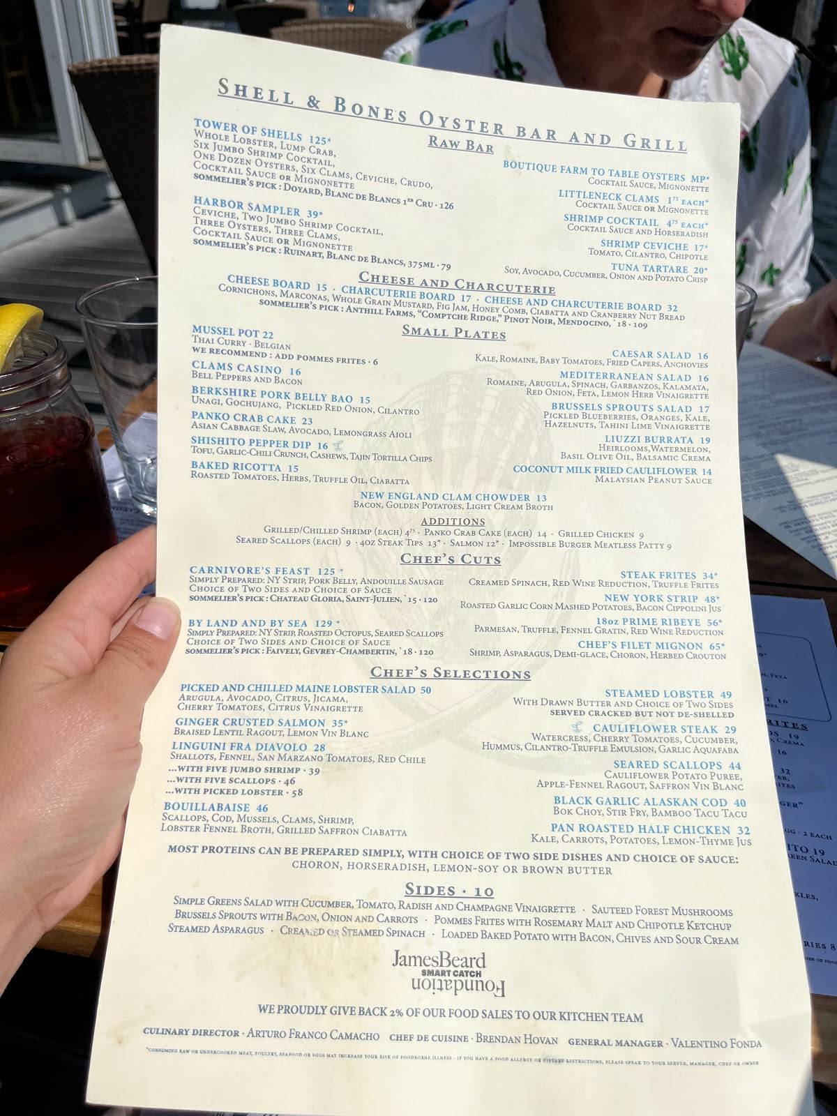 Menu at Shell & Bones Oyster Bar & Grill, New Haven