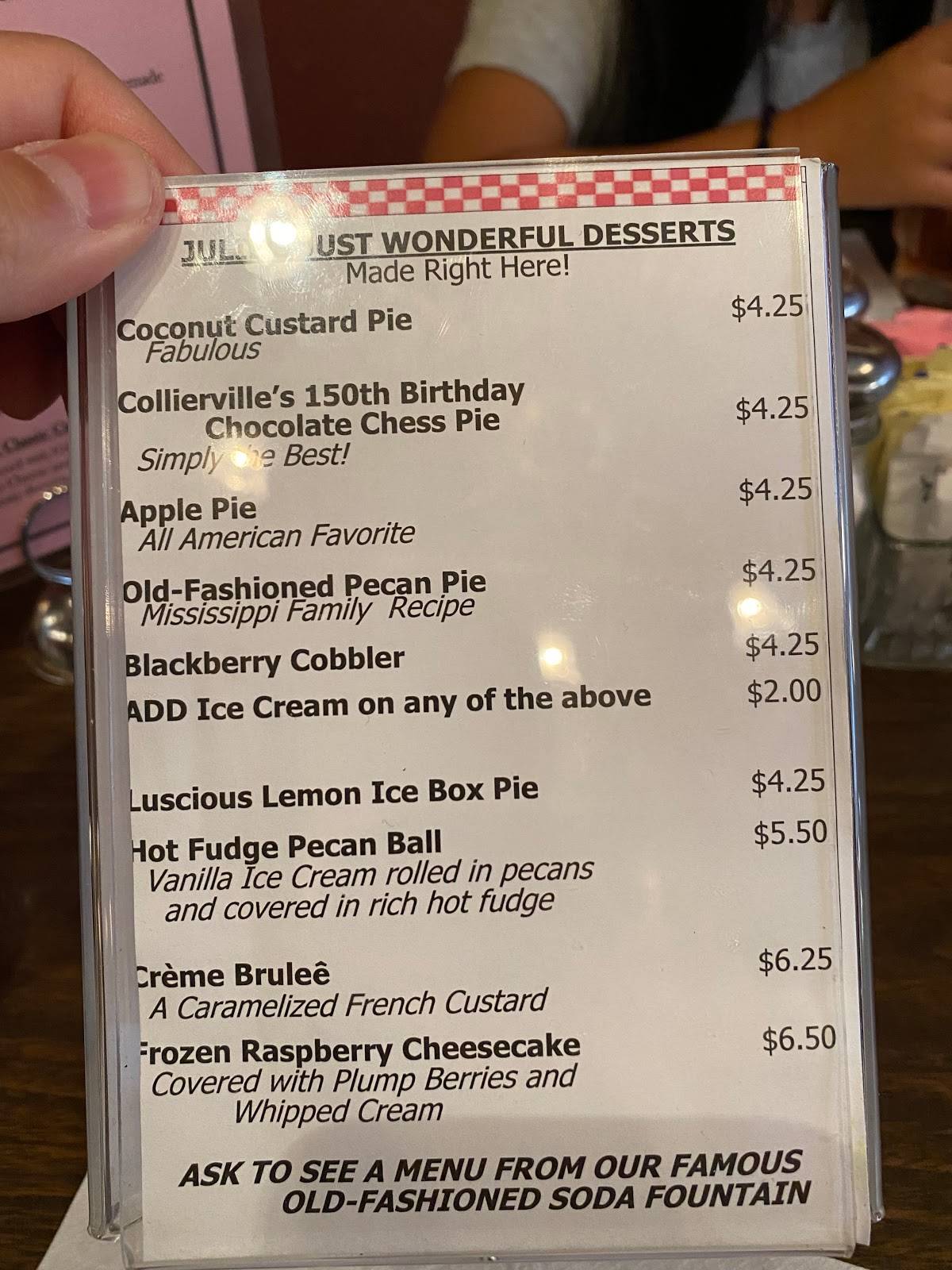 Menu at Silver Caboose Restaurant & Soda Fountain, Collierville