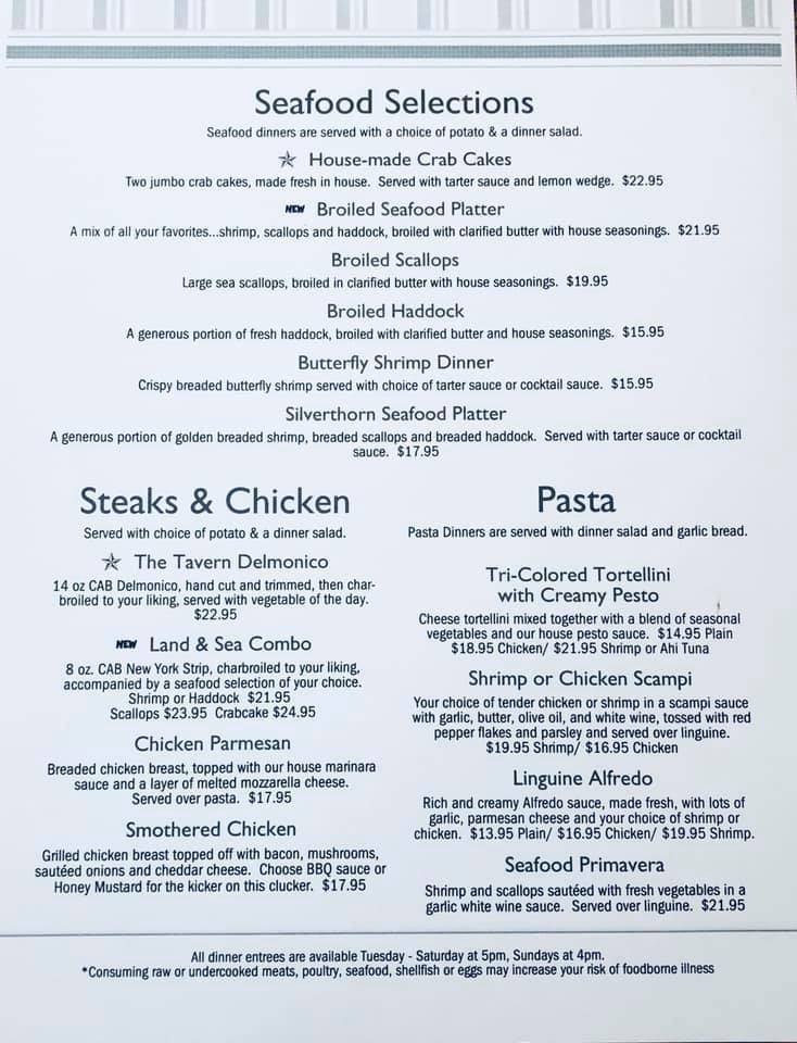 Menu at Silver Thorn Tavern pub & bar, Hughesville