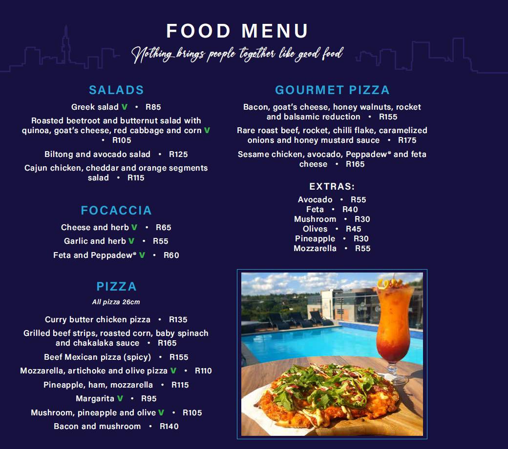 Menu at Skyline Rooftop Restaurant, Bar and Lounge, Pretoria