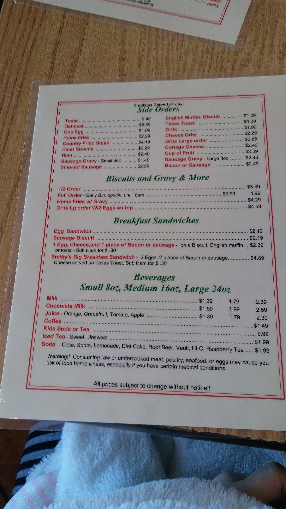 Menu at Smitty's Smokehouse & Grill BBQ, Dade City, US-301