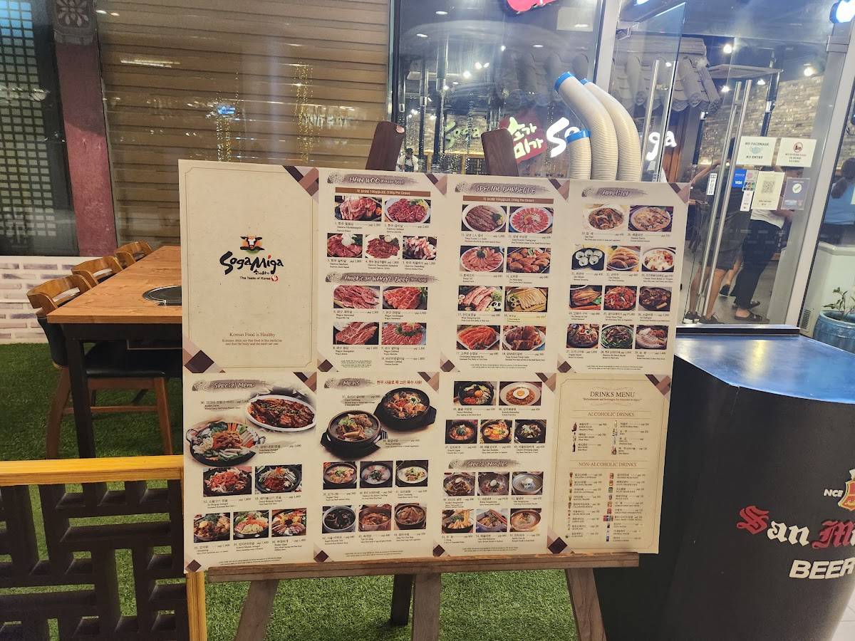 Menu at Soga Miga Korean Restaurant, Muntinlupa, C28V+74P