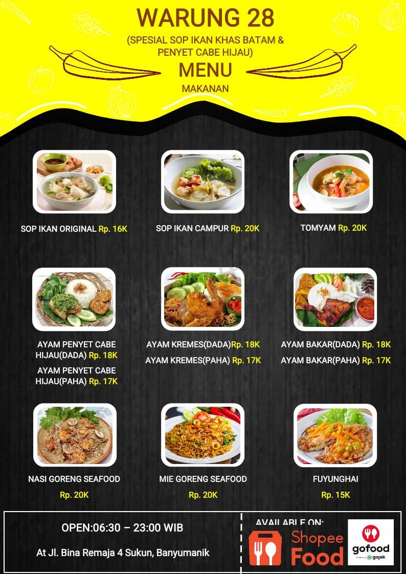 Carta del restaurante Sop Ikan Khas Batam, Semarang, Semarang