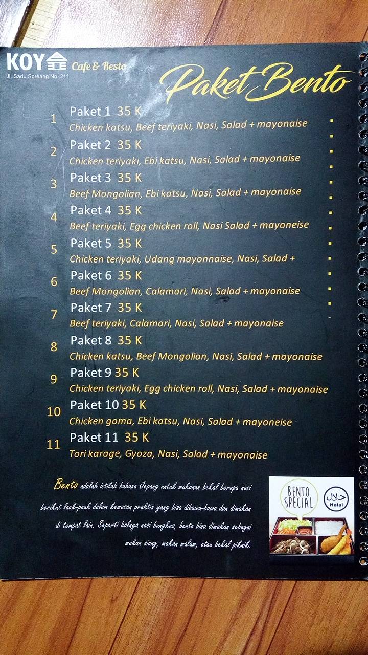 Menu at Koya Cafe & Resto, Soreang, Jl. Raya Soreang-Ciwidey No.211