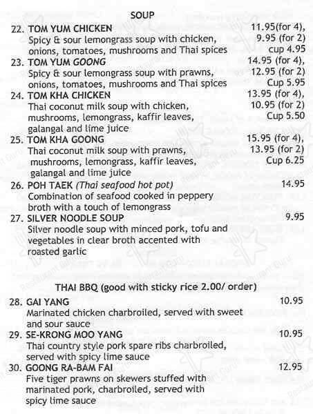 Menu at Spice Me Thai Cuisine restaurant, Half Moon Bay