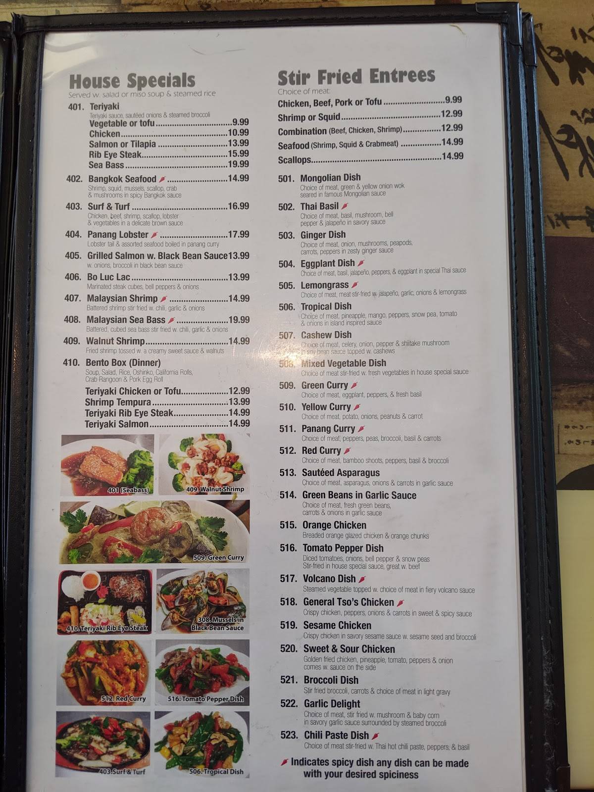 Menu at Mimosa restaurant, Springfield