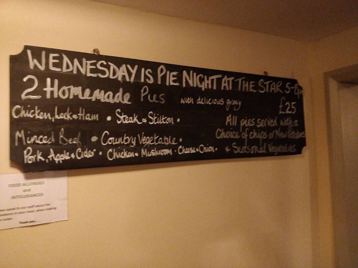 Menu at Star Inn pub & bar, Tideswell