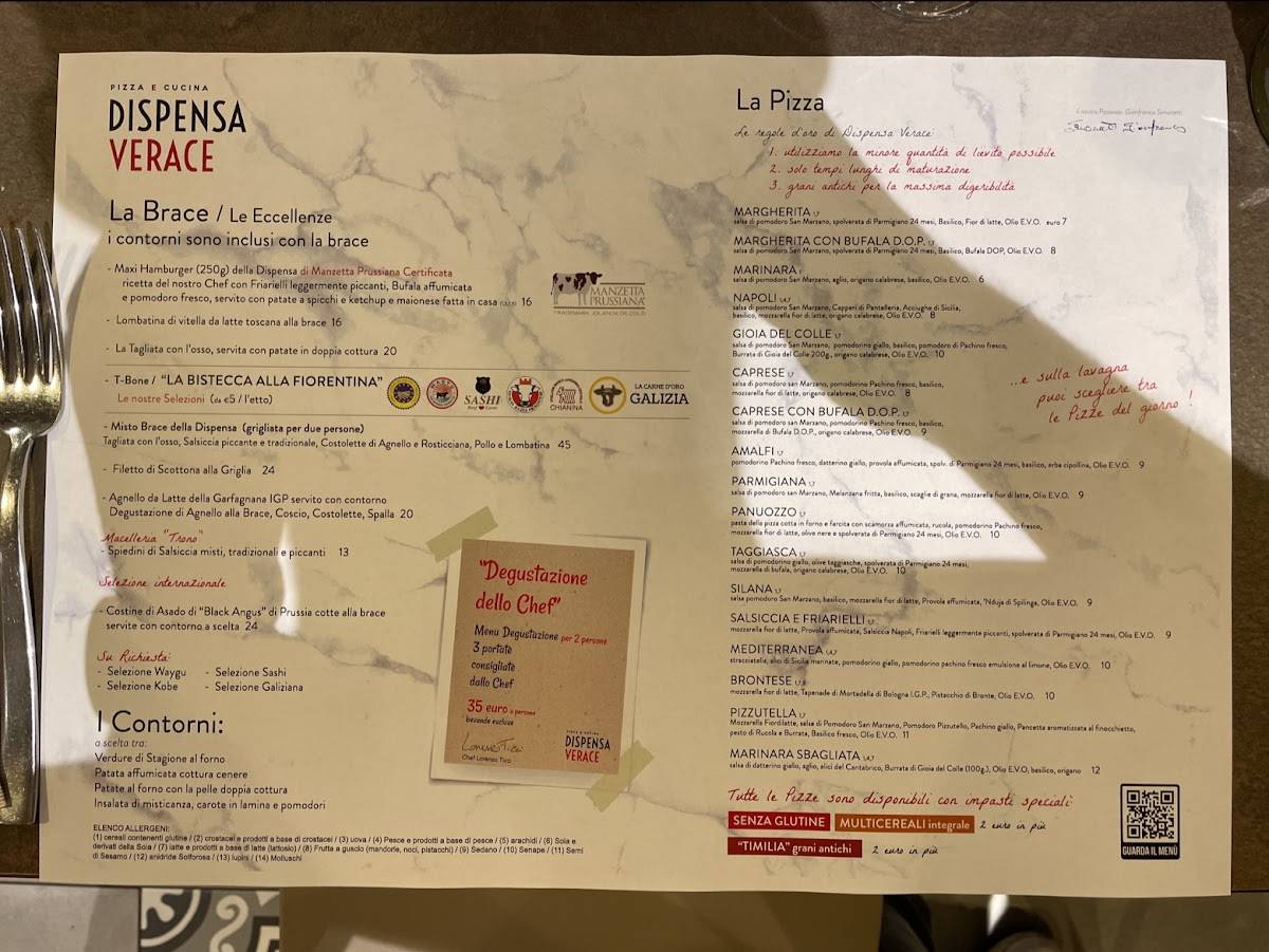 Menu da Dispensa Verace steakhouse, Firenze