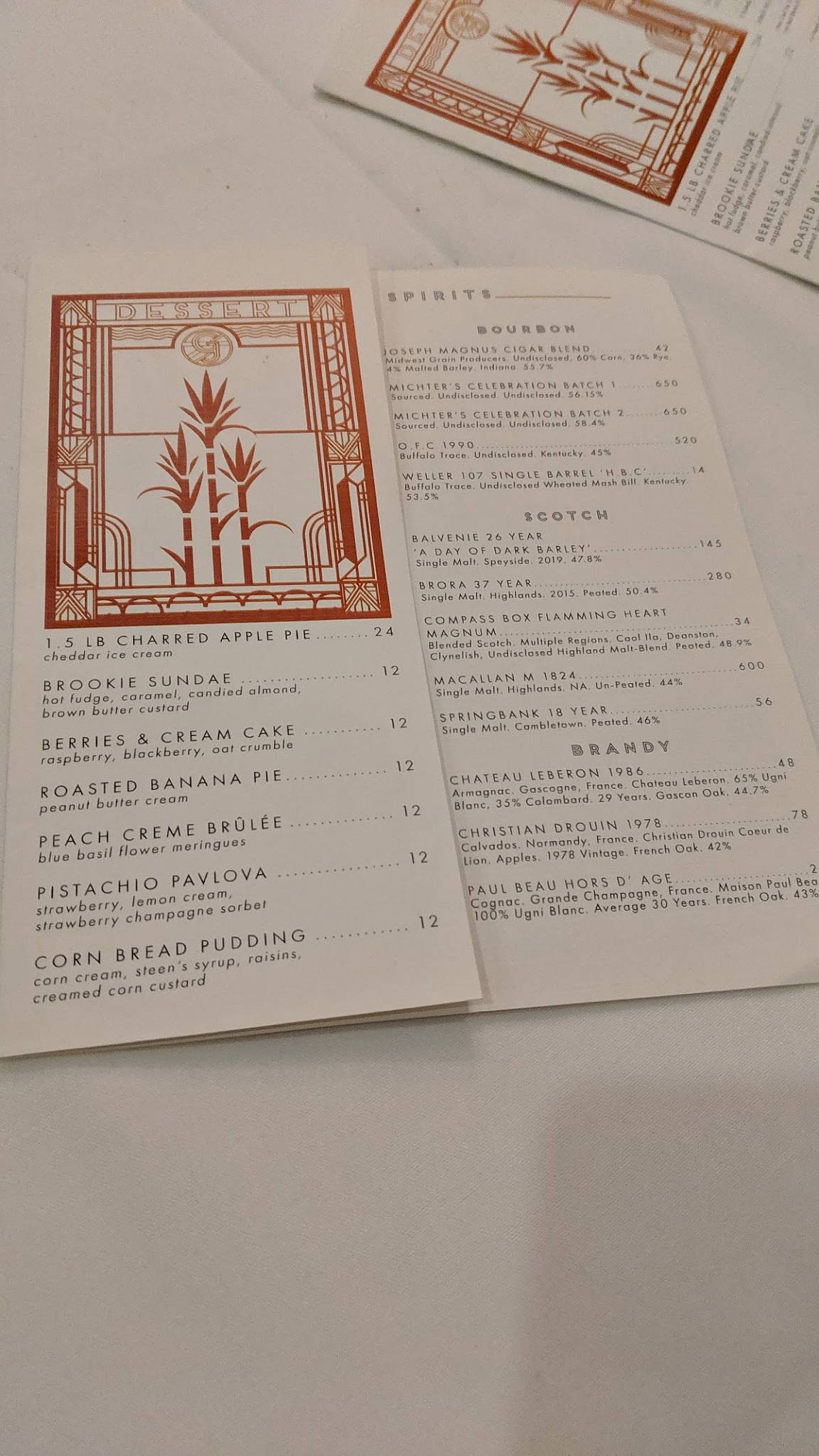 Menu at Georgia James Steak steakhouse, Houston