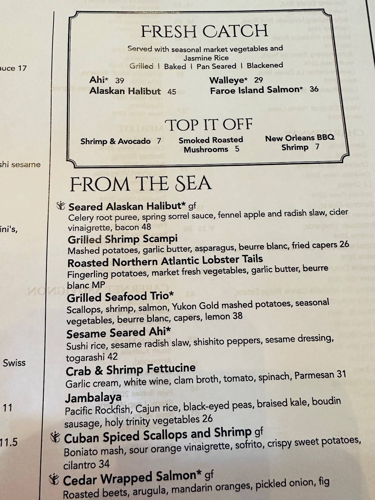 Menu at Kincaid's Fish, Chop & Steakhouse, Saint Paul