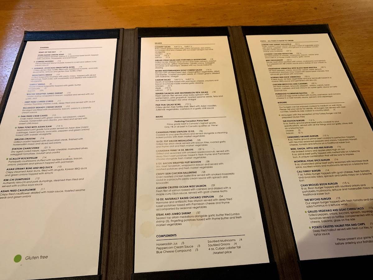 Menu at Station Tap House & Steak Co steakhouse, North Bay