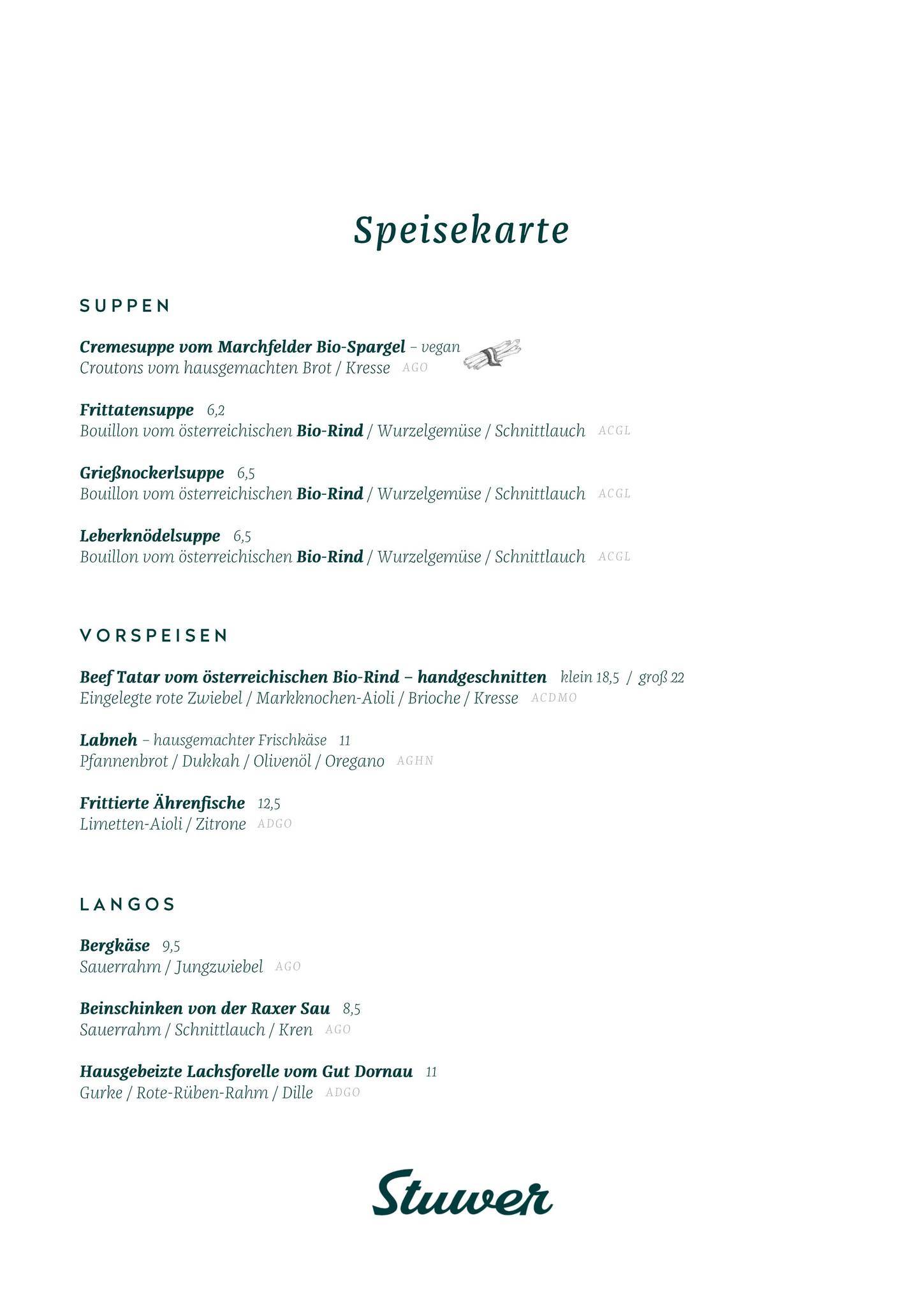 Speisekarte von Stuwer - Neues Wiener Beisl restaurant, Wien ...