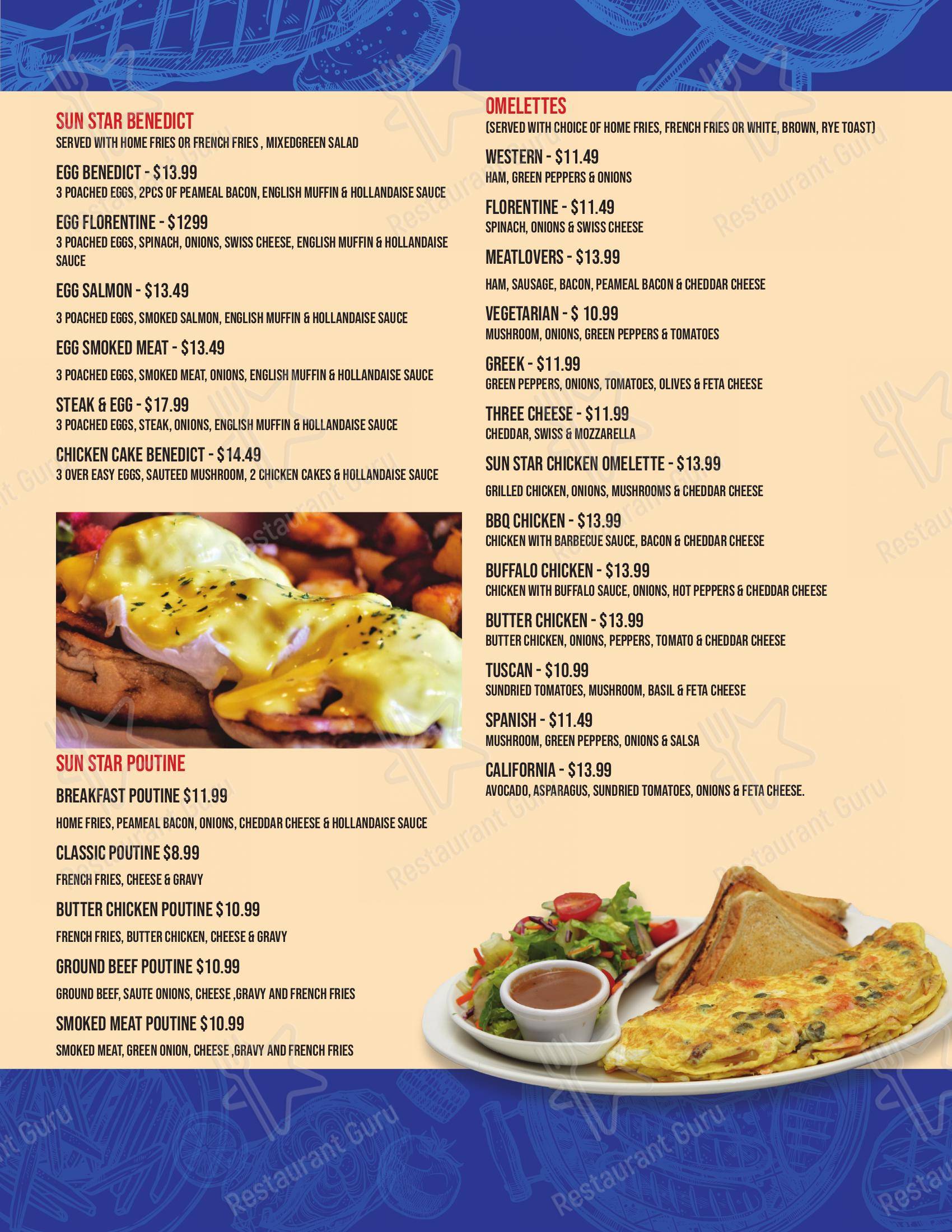 Menu at Sun Star Grill restaurant, East Gwillimbury