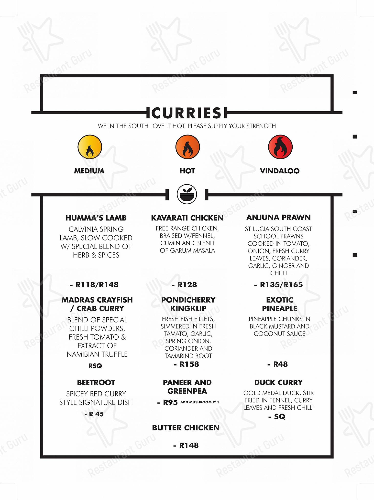 Menu at Sundoo Sea Point restaurant, Cape Town, 77 Regent Rd