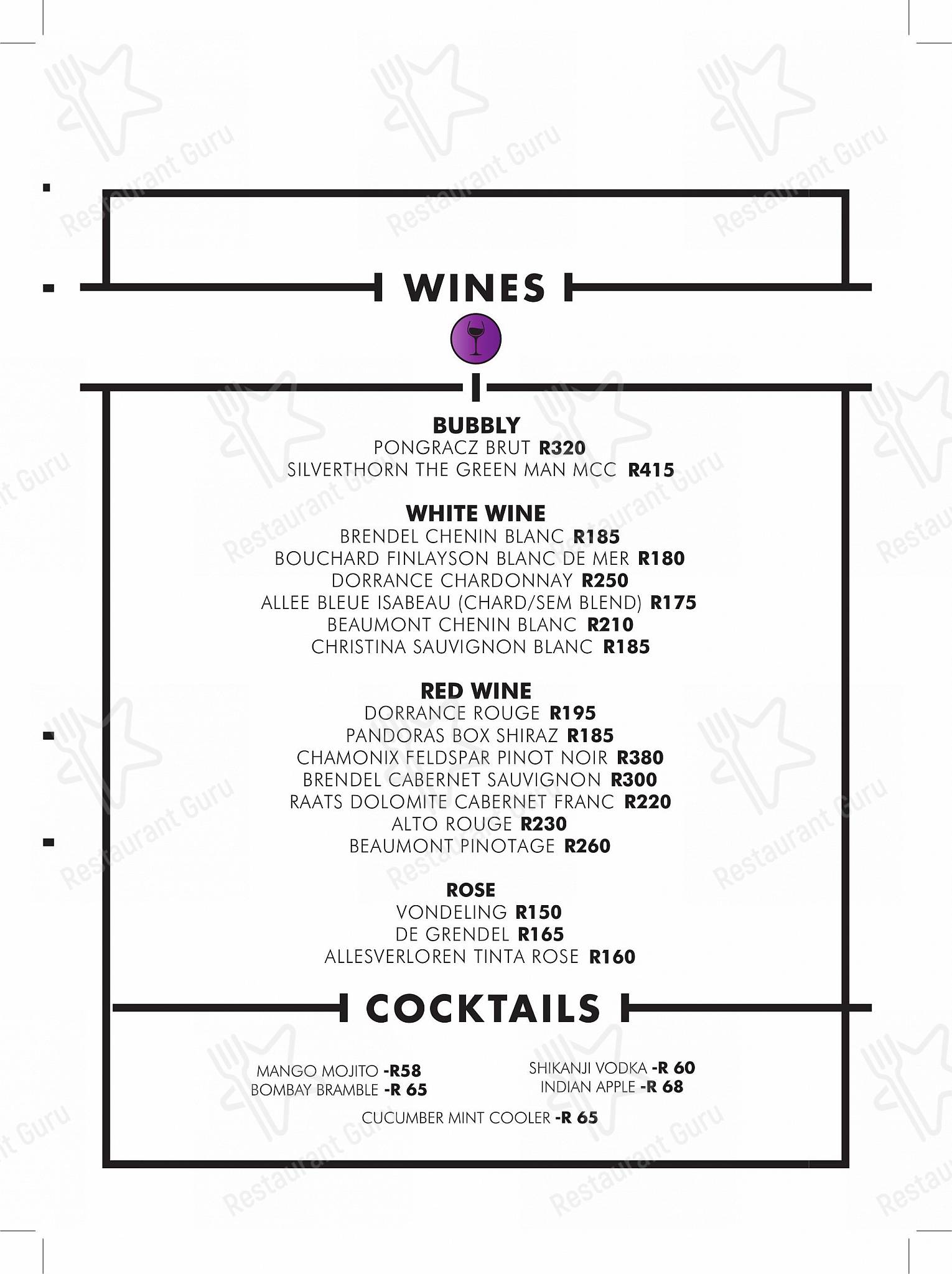 Menu at Sundoo Sea Point restaurant, Cape Town, 77 Regent Rd