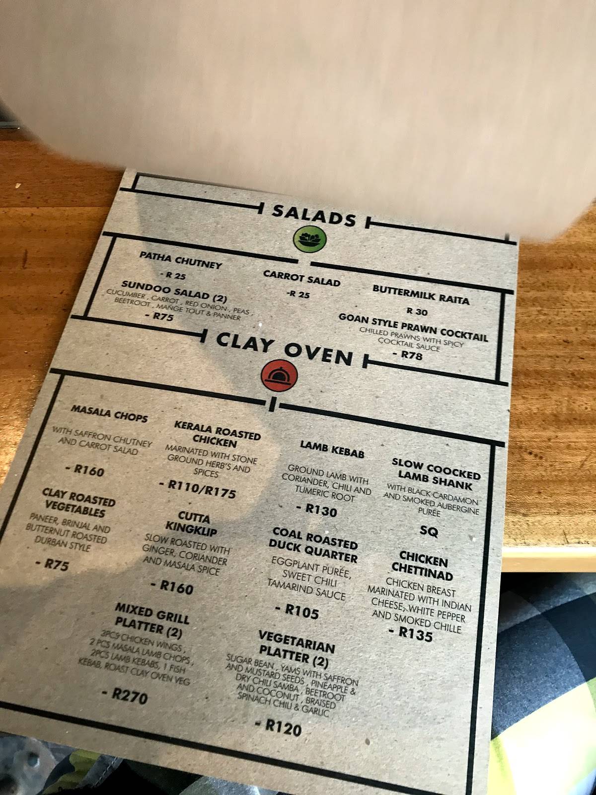 Menu at Sundoo Sea Point restaurant, Cape Town, 77 Regent Rd