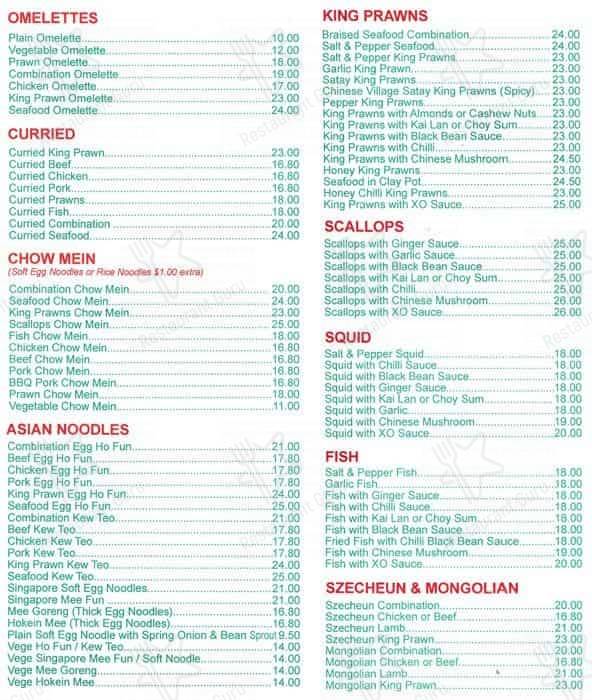 Menu at Sunflower Chinese Restaurant, Nedlands